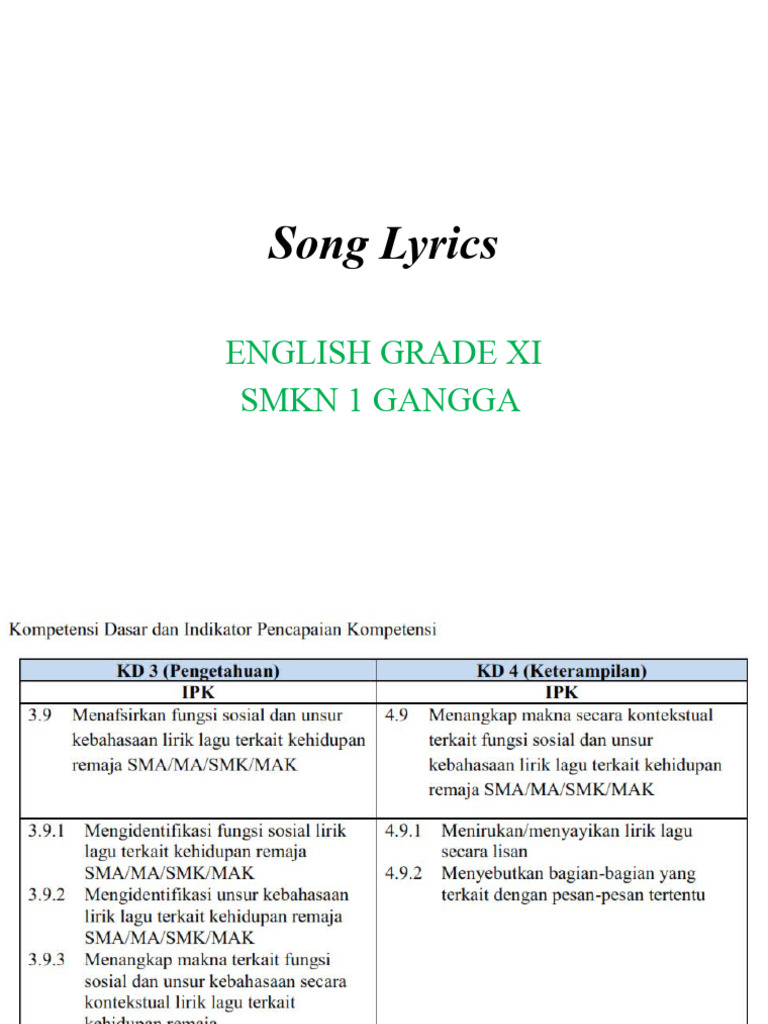 Song Lyrics | PDF