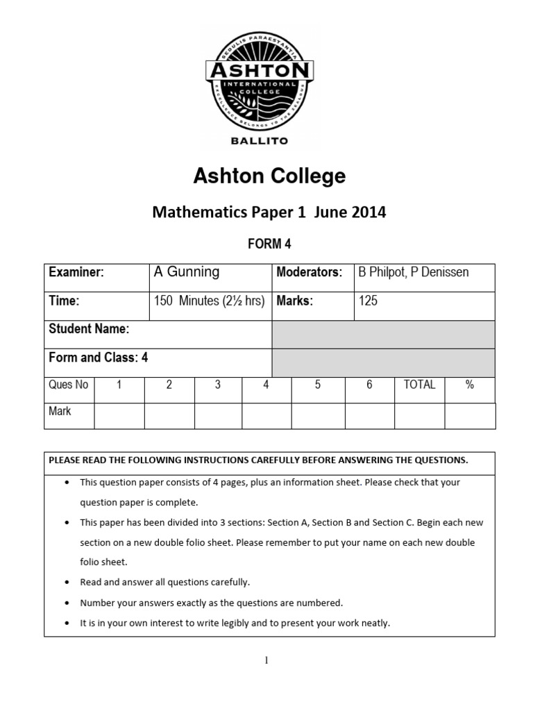 2014 IEB June Paper 1 QP | PDF | Equations | Quadratic Equation