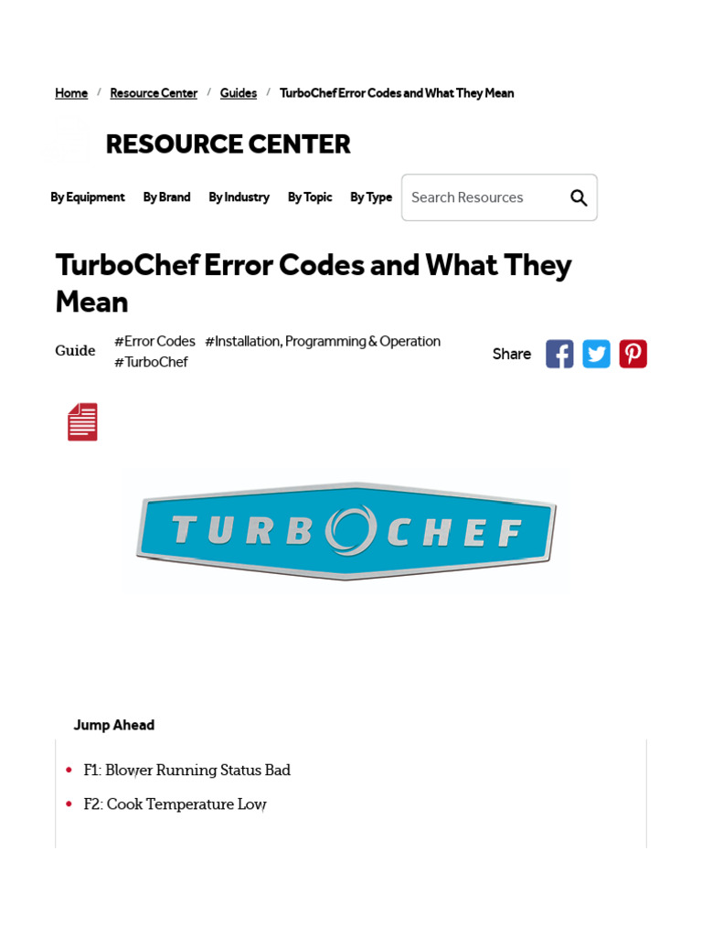 TurboChef Error Codes Explained | PDF | Refrigerator | Troubleshooting