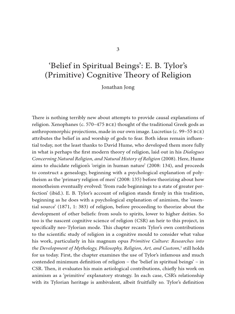 Belief in Spiritual Beings E. B. Tylor's Definition of Religion | PDF ...