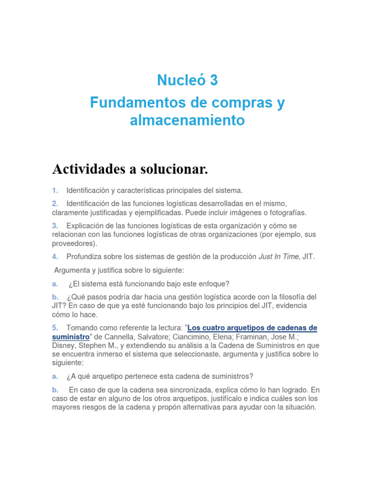 Actividad Nucleo 3 Conceptos de Logistica y Su Apliacaion | PDF | Lean ...