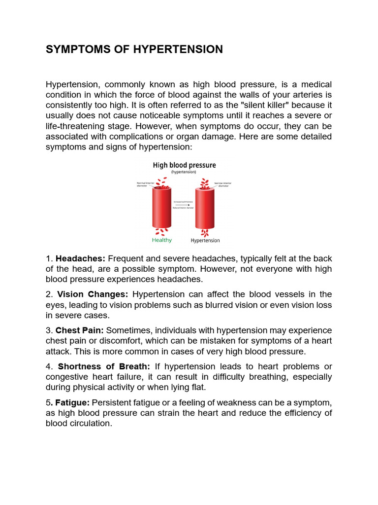 Hypertension Symptoms and Risks Explained | PDF | Hypertension | Blood ...