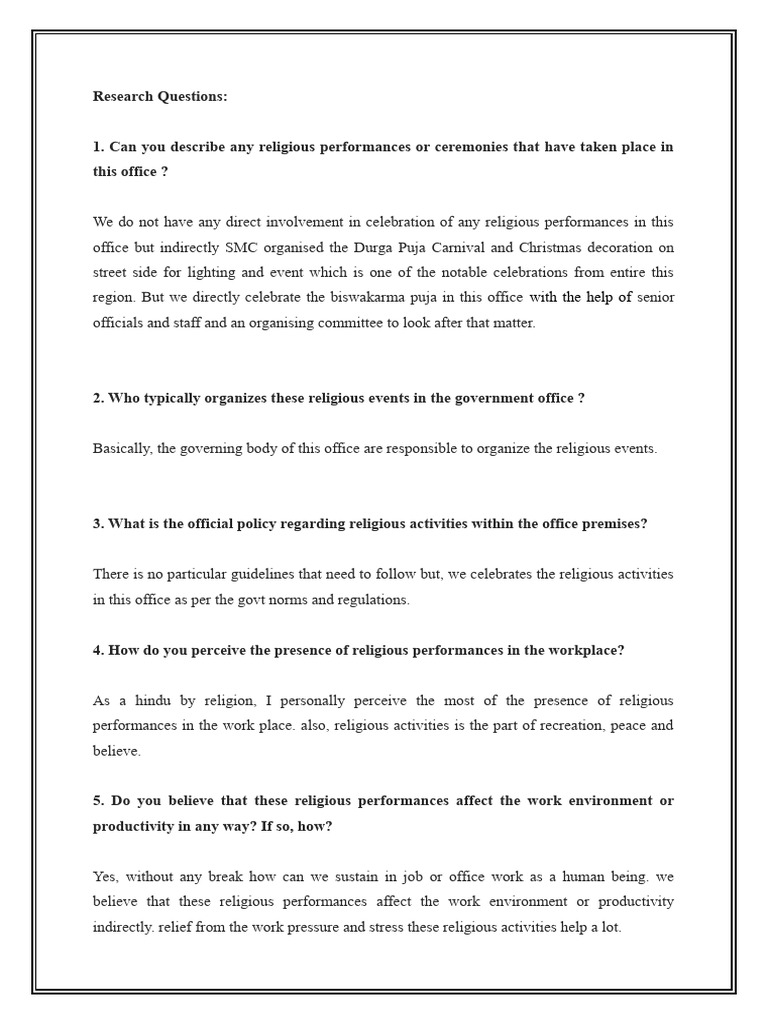 Research Questions 20240801 | PDF | Lifestyle