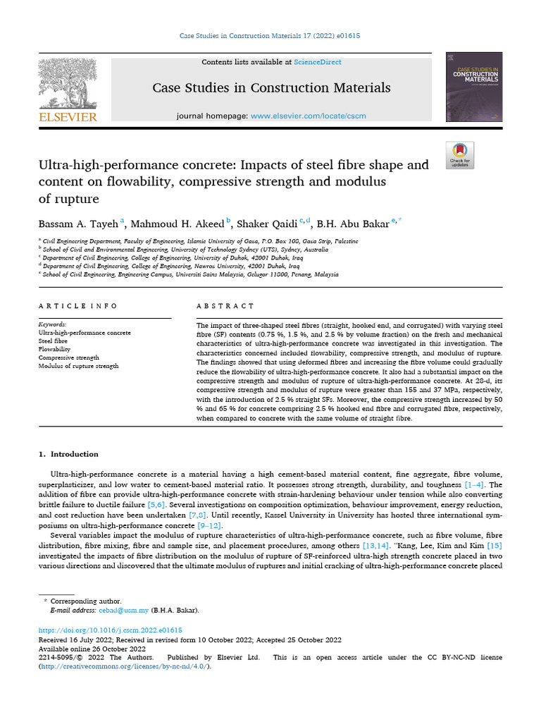Ultra-High-Performance Concrete Impacts of Steel Fibre Shape and ...