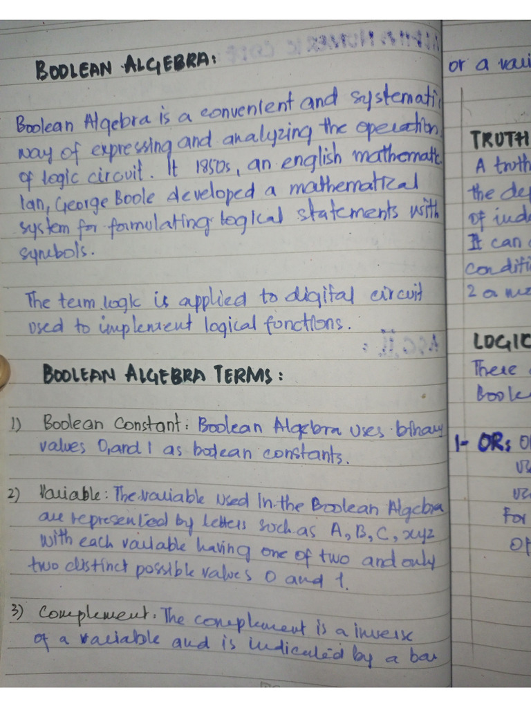 Lecture 2 Boolean Algebra | PDF