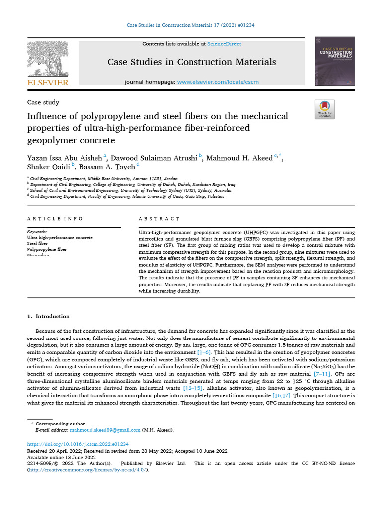 Influence of Polypropylene and Steel Fibers On The Mechanical ...