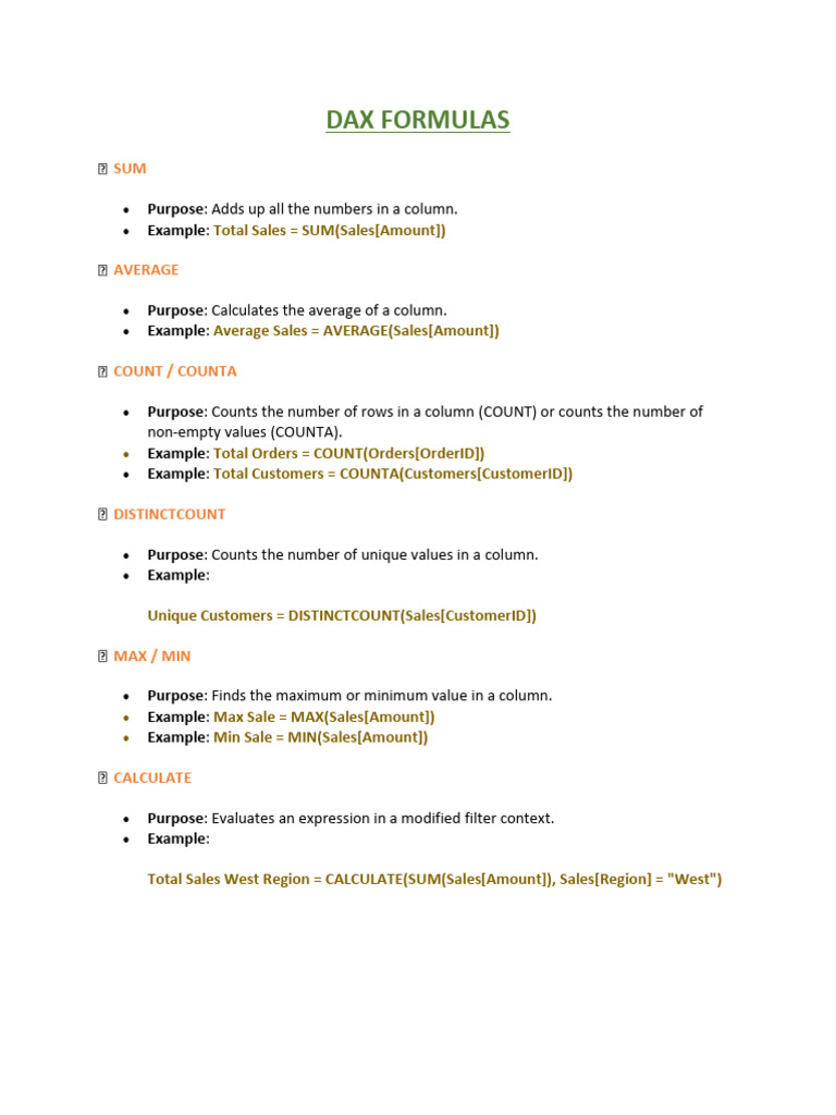 Dax Formulas 1718246710 | PDF