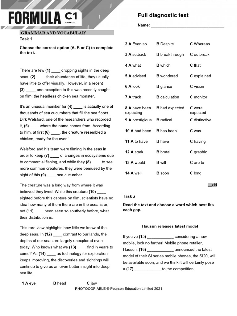 Formula C1 Full Diagnostic Test | PDF