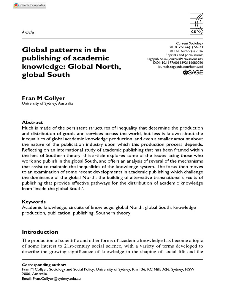 Global Academic Publishing Inequalities | PDF | Sociology | Academic ...