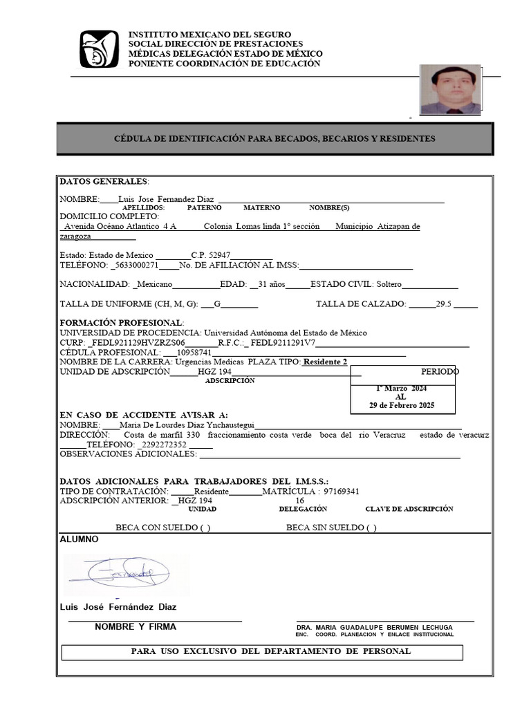 Cédula de Identificación Luis Jose | PDF | México