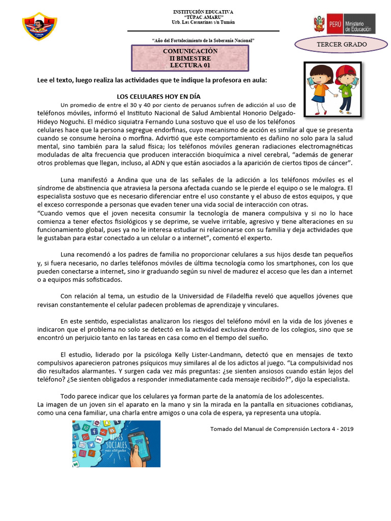 Adicción a celulares en jóvenes peruanos | PDF | Teléfonos móviles ...