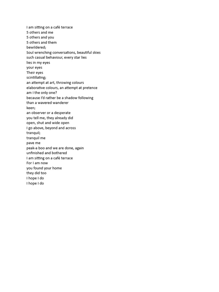 Café Terrace Reflections Poem | PDF