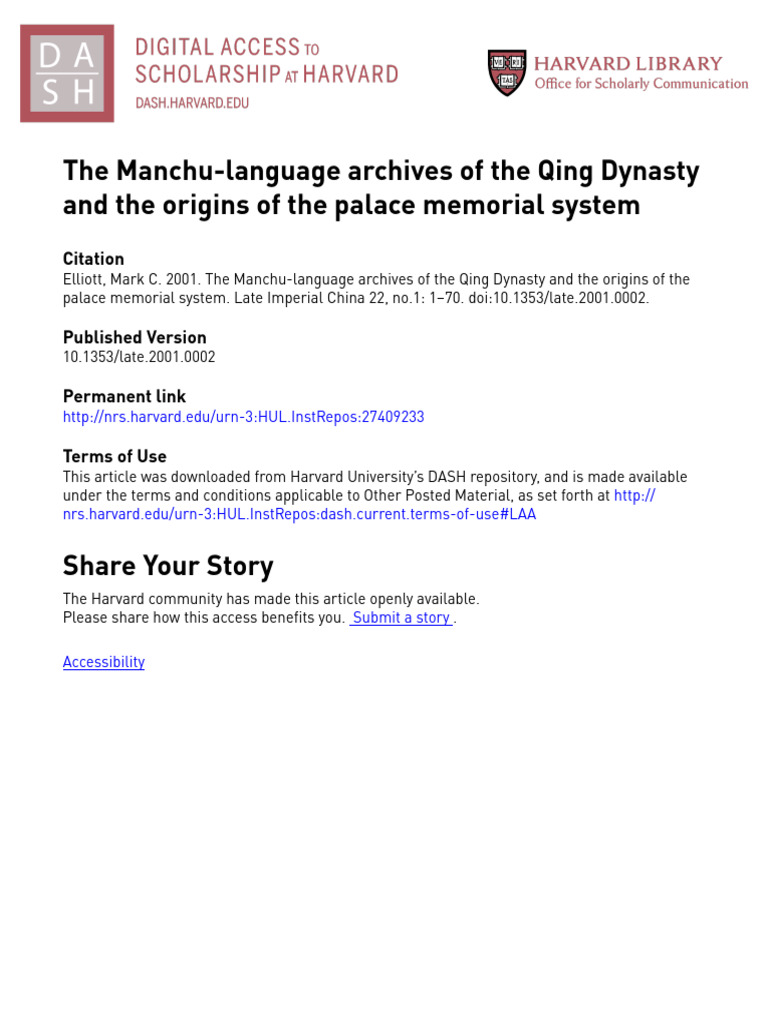Elliott LIC Manchu Language Archives and Palace Memorial System | PDF ...