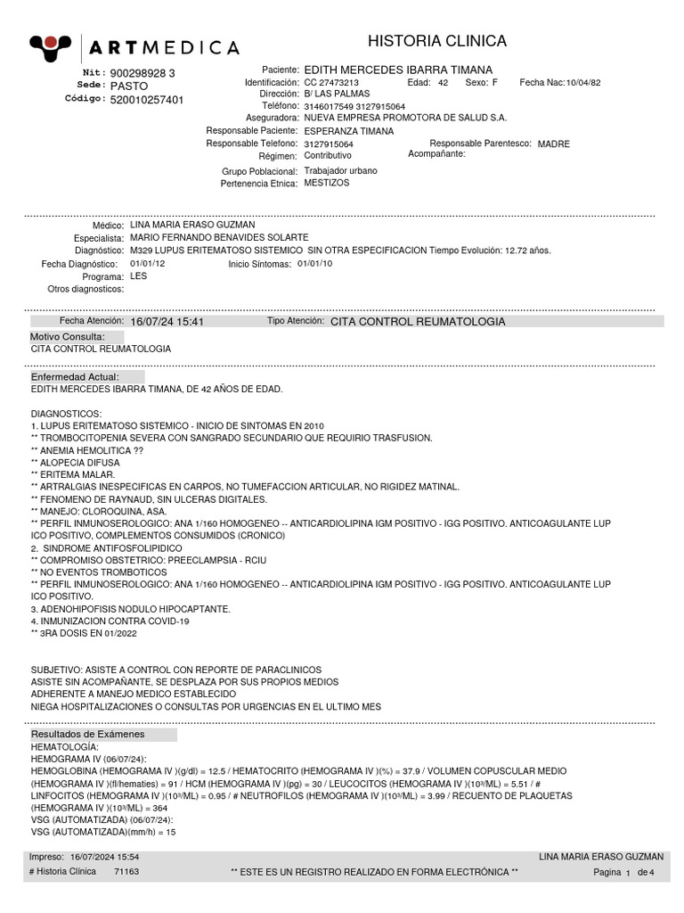 Historia Clinica Mercedes | PDF | Medicina CLINICA | Enfermedades y trastornos