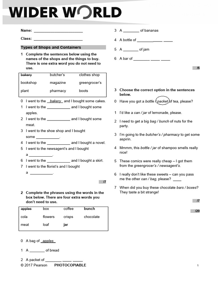 Wider World 2 Vocabulary Check U7 Group A | PDF | Foods | Cuisine