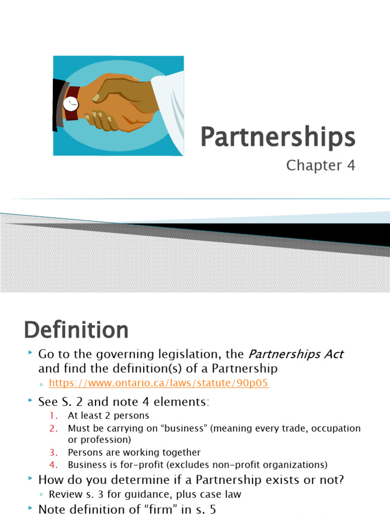 Chapter 4 Partnerships | PDF | Partnership | Limited Liability Partnership