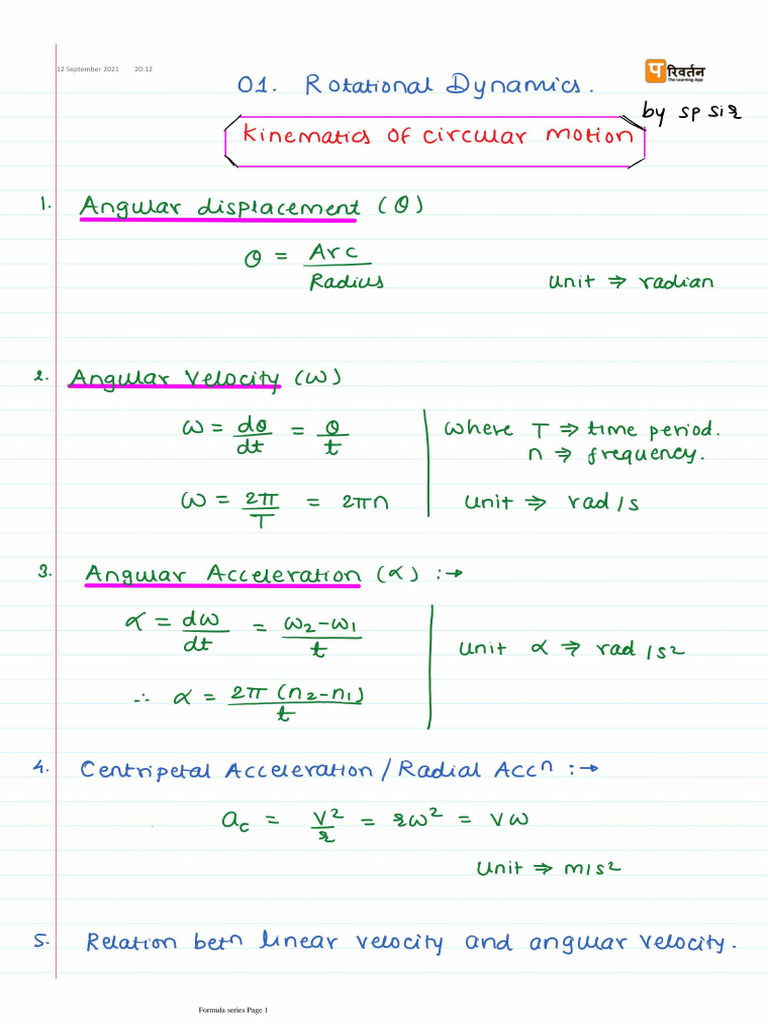 01 Rotational Dynamics Formula Pdf