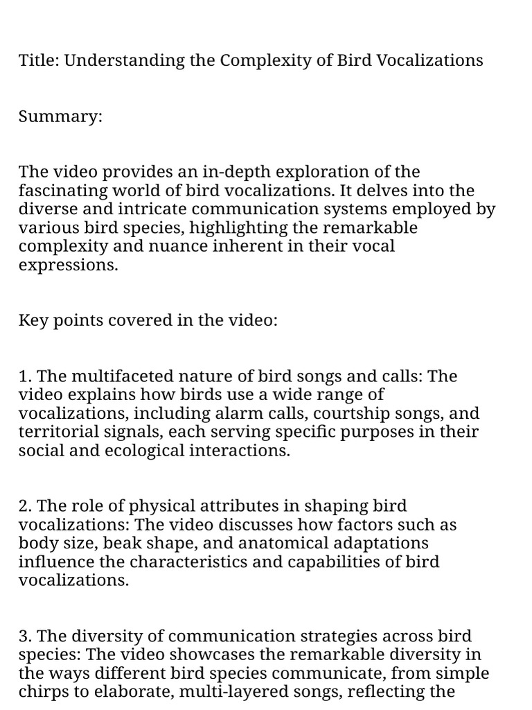 Complexion of Bird Vocalisation | PDF | Birds | Communication