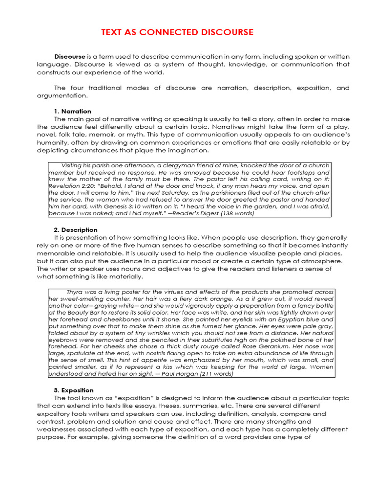 Lesson 1 R&W - Text As Connected Discourse | PDF | Laughter | Narrative