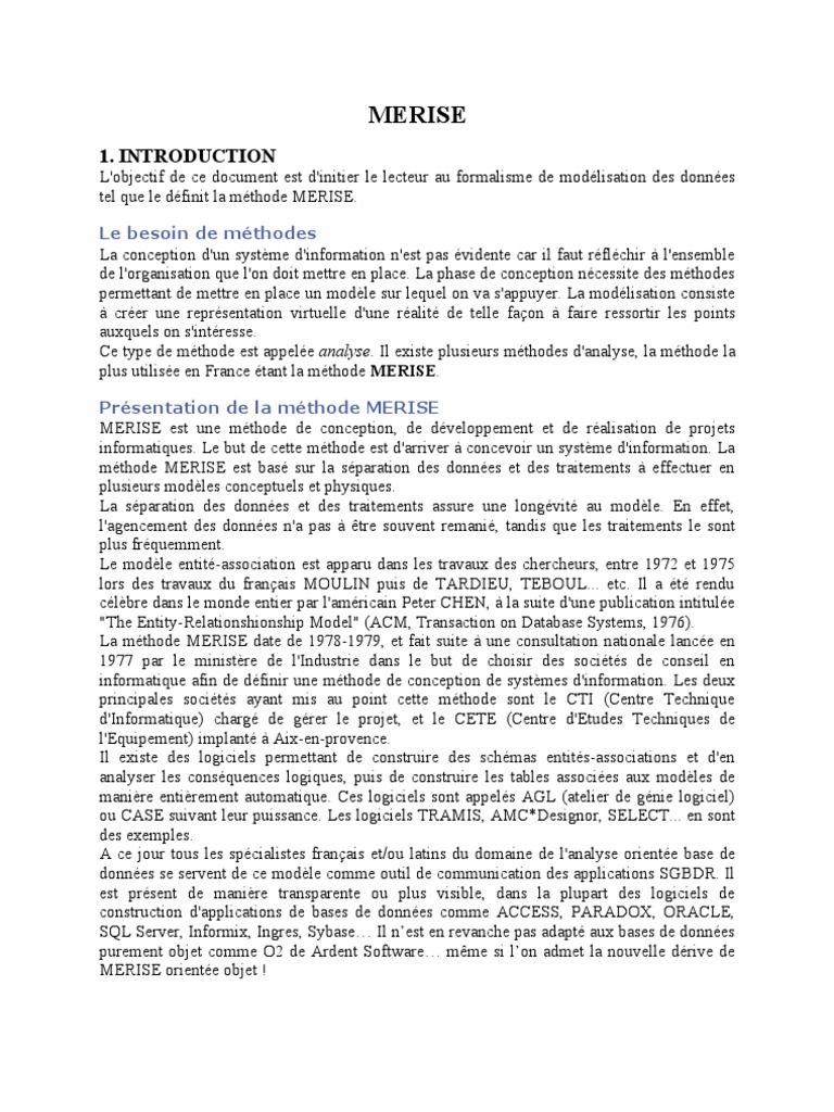Cours Complet (Merise) | PDF | Classe (informatique) | Identifiant