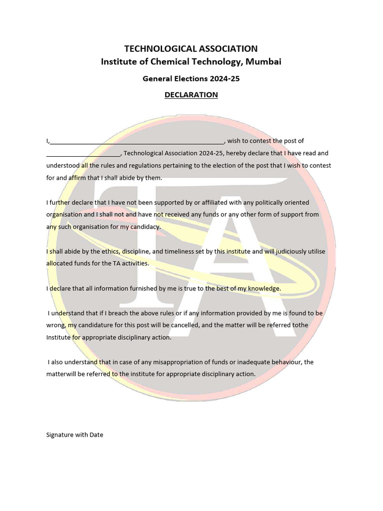 TA Election - Declaration Form | PDF