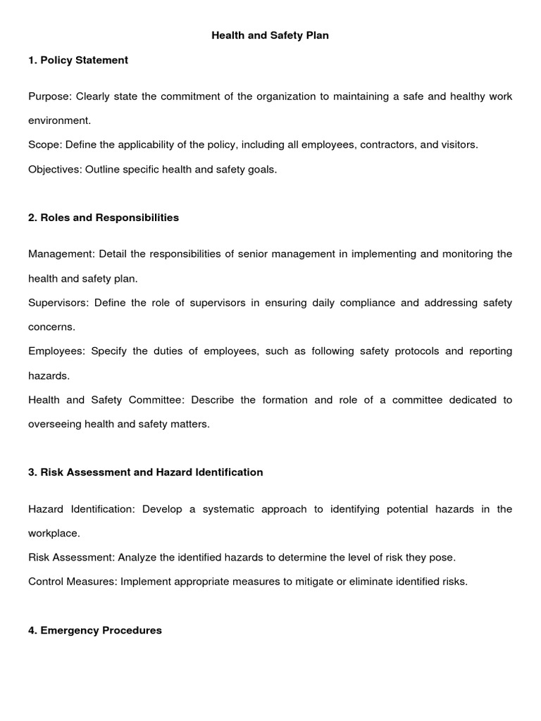 Health and Safety Plan | PDF | Occupational Safety And Health | Safety