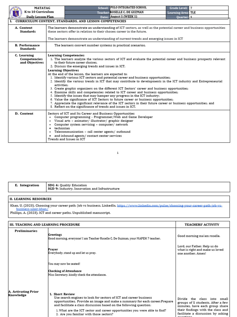 Dlp_tle 7 q1 w1 Day 1 | PDF | Security | Computer Security