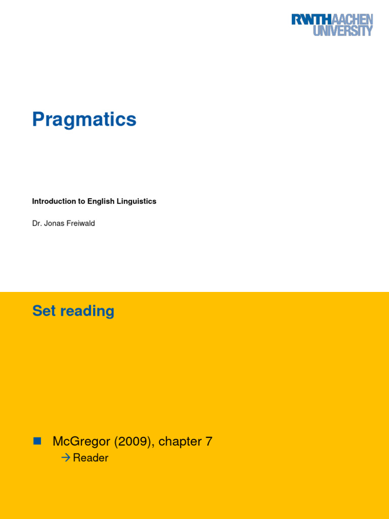 Slides Session 7 Pragmatics | PDF | Semantics | Language Mechanics