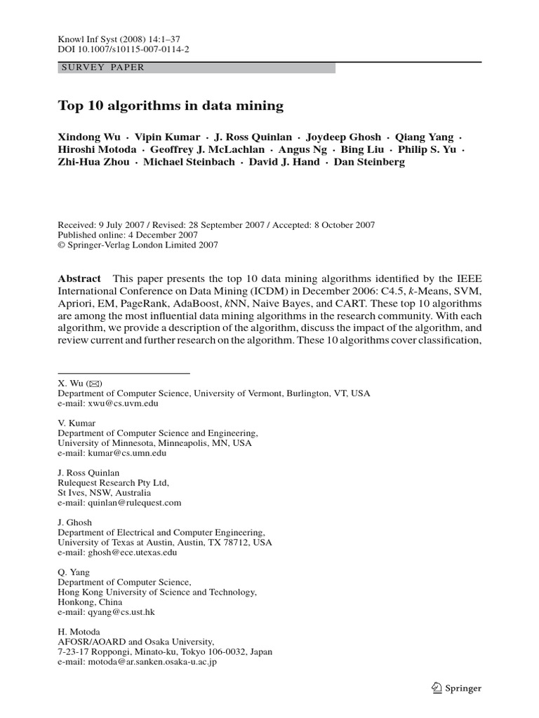Top 10 Algorithms in Data Mining - 10algorithms-08 | PDF | Support ...