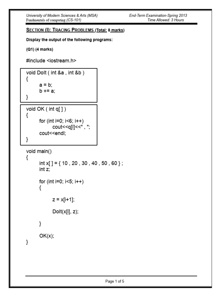 19 CS Prog I Examinations | PDF | Software Engineering | Computer Programming