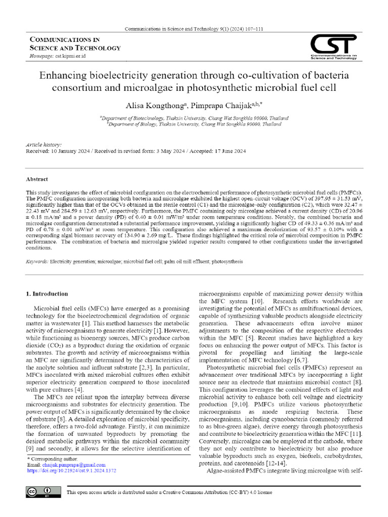 View of Enhancing bioelectricity generation through co-cultivation of ...