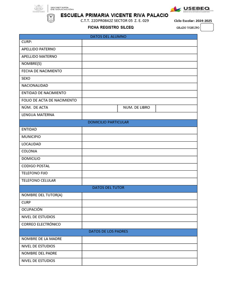 VRP - Ficha Registro Silceq 24-25 | PDF