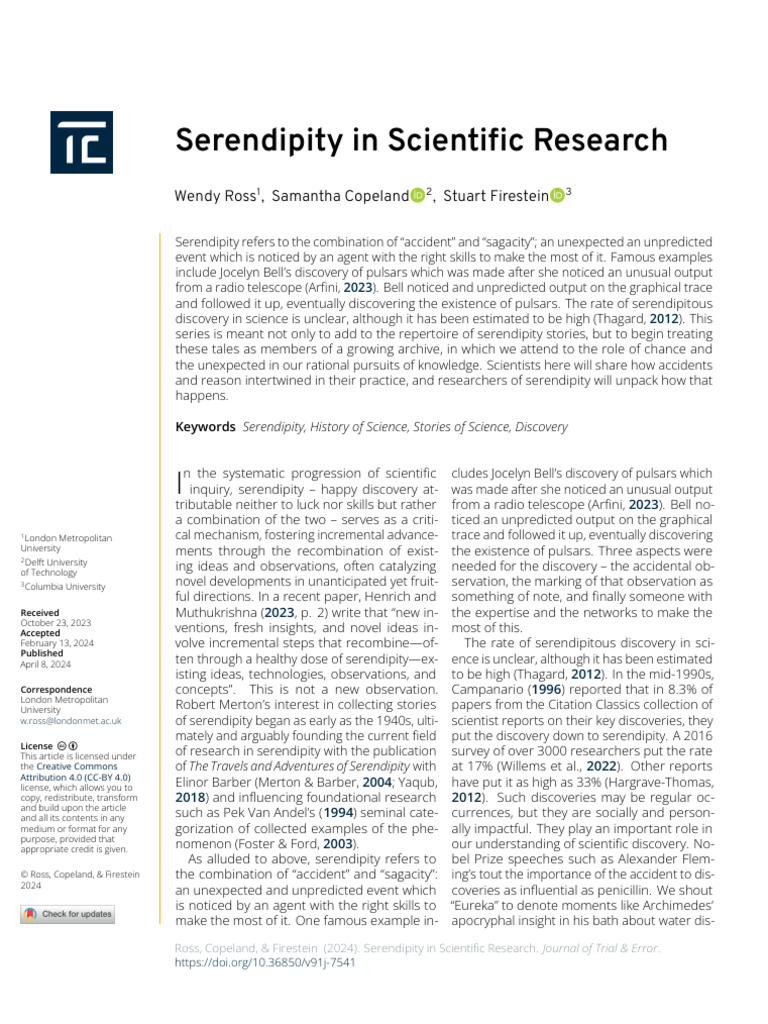 Serendipity in Scientific Research | PDF | Science | Scientific Method