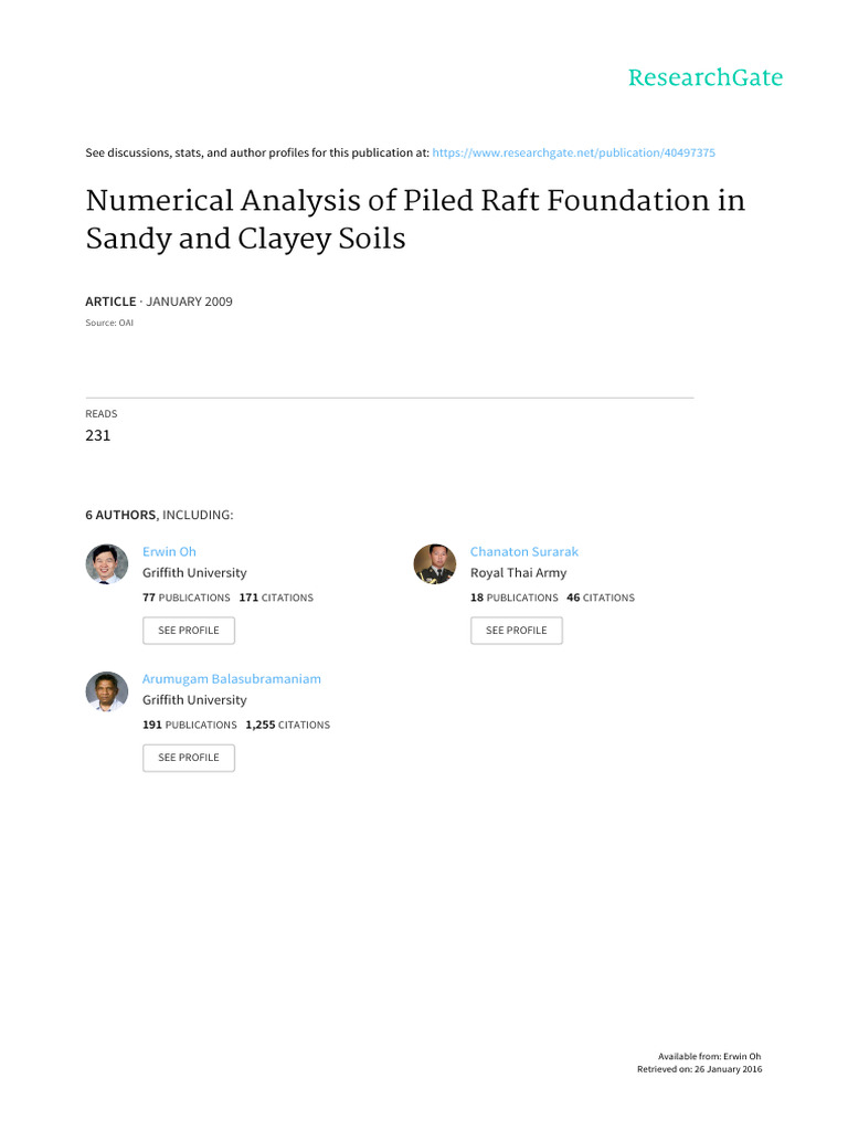 Numerical Analysis of Piled Raft Foundat | PDF | Deep Foundation | Beam (Structure)
