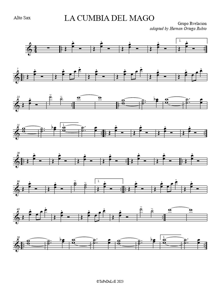 La Cumbia Del Mago 2023 - Alto Sax | PDF