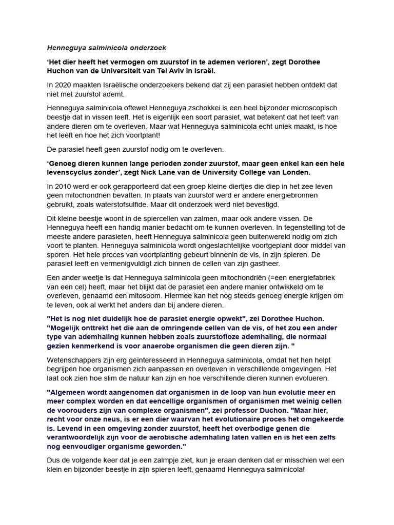 Henneguya Salminicola Onderzoek | PDF