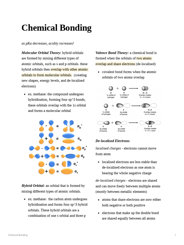 Chemical Bonding Textbook Notes | PDF | Chemical Bond | Molecular Orbital