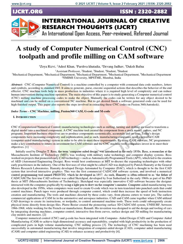 A Study of Computer Numerical Control CN | PDF | Numerical Control | Computer Aided Design
