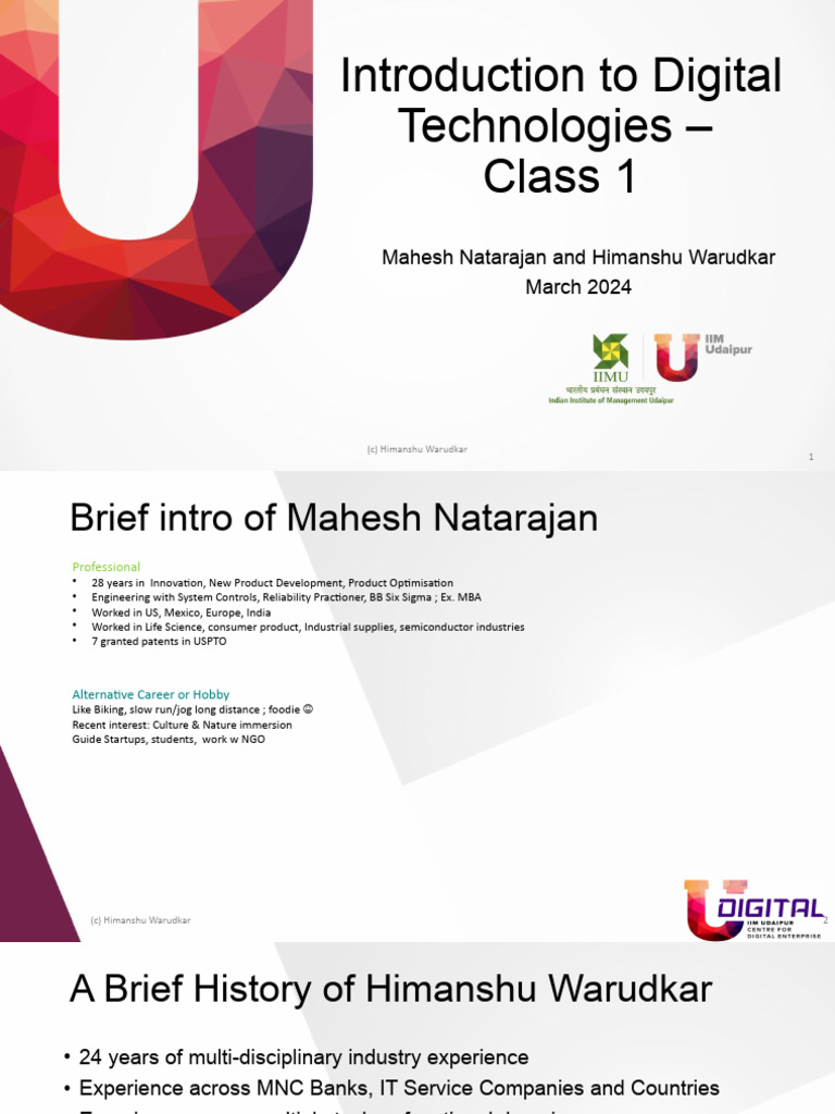 Dig Tech Session 1 Intro-2024 | PDF | Software As A Service | Business