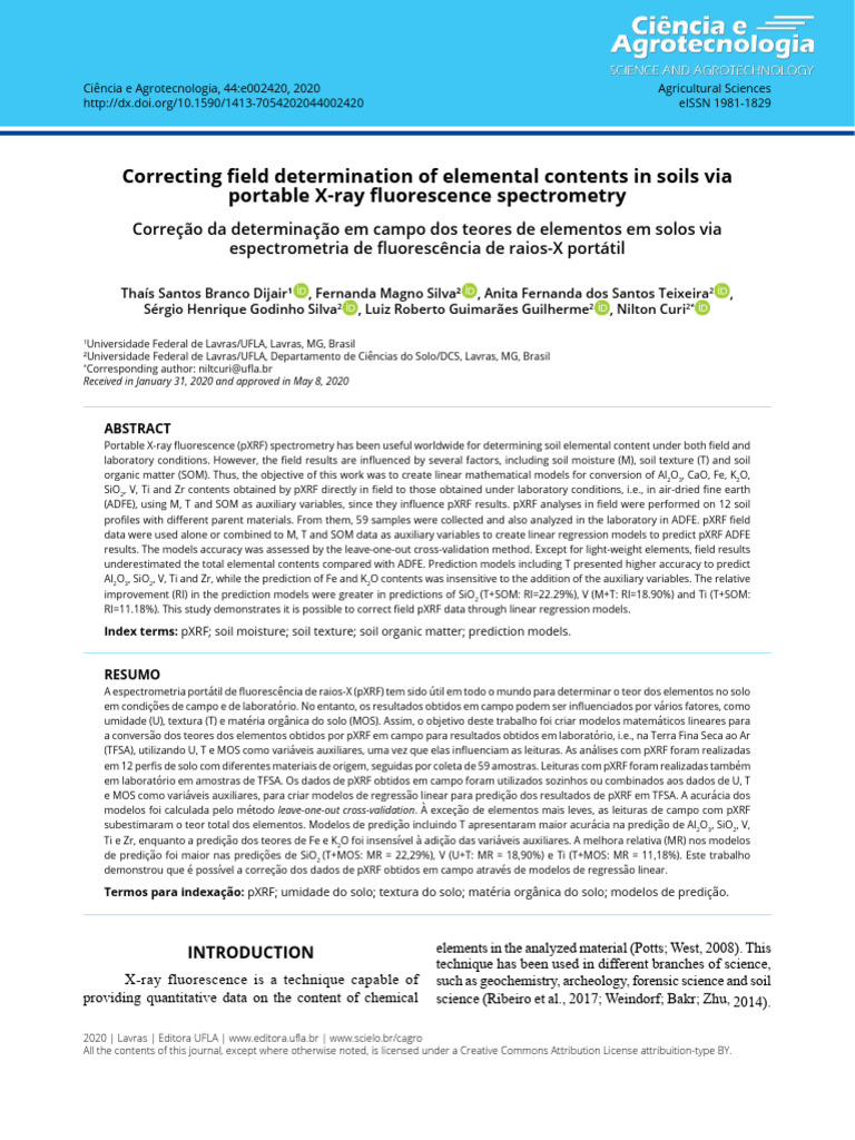 Correcting Field Determination of Elemental Conten | PDF | Soil ...