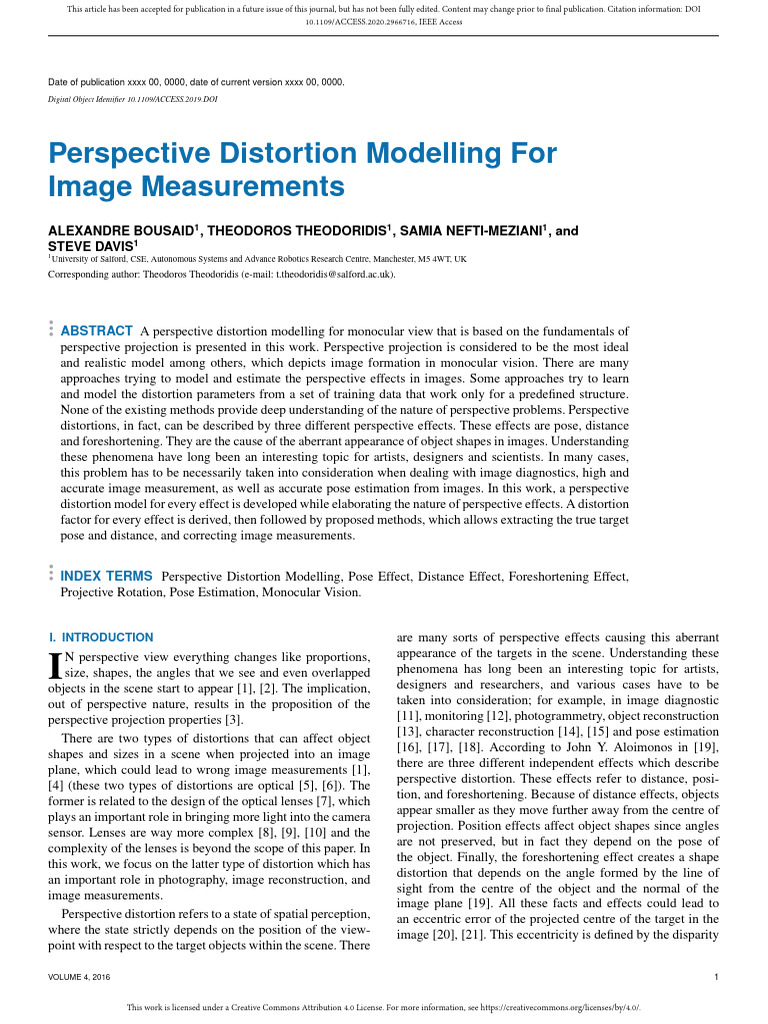 Perspective Distortion Modelling For Image Measure | PDF | Perspective (Graphical) | Optics