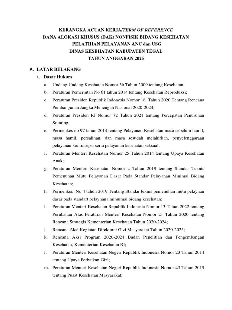 TOR Pelatihan ANC Dan USG 2025 | PDF | Kesehatan Holistik