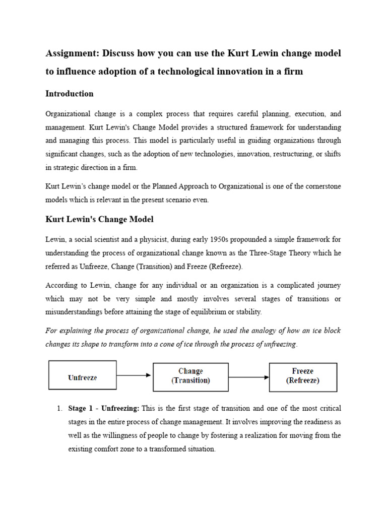 "Kurt Lewin Model for Tech Adoption" | PDF | Customer Relationship ...