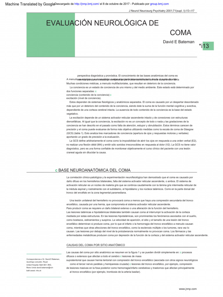 Exploracion Neurologica Coma | PDF | Coma | Neurología