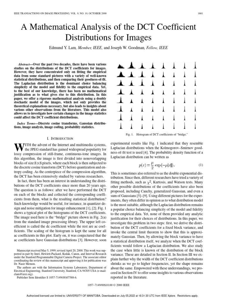 DCT Coefficient Analysis for Images | PDF | Normal Distribution ...