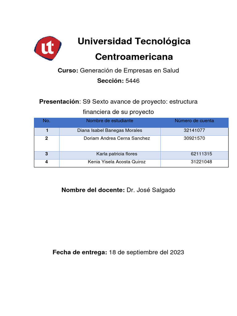 S9 Sexto Avance de Proyecto Estructura Financiera de Su Proyecto | PDF