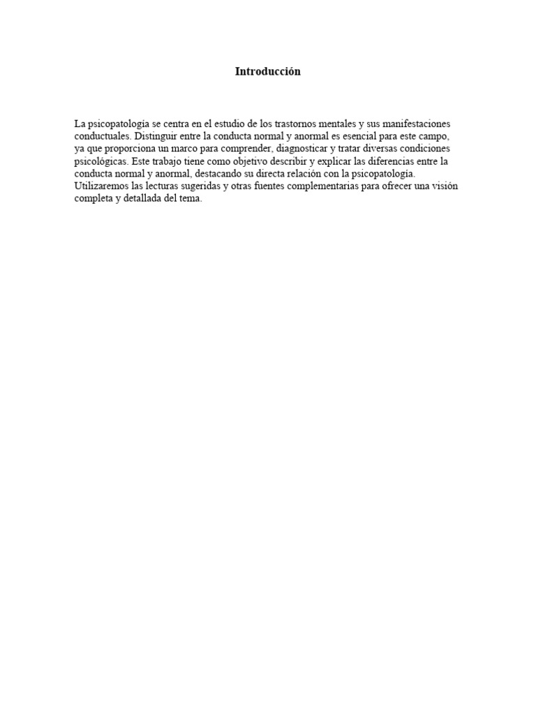 Diferencias entre Conducta Normal y Anormal | PDF | Trastorno mental ...