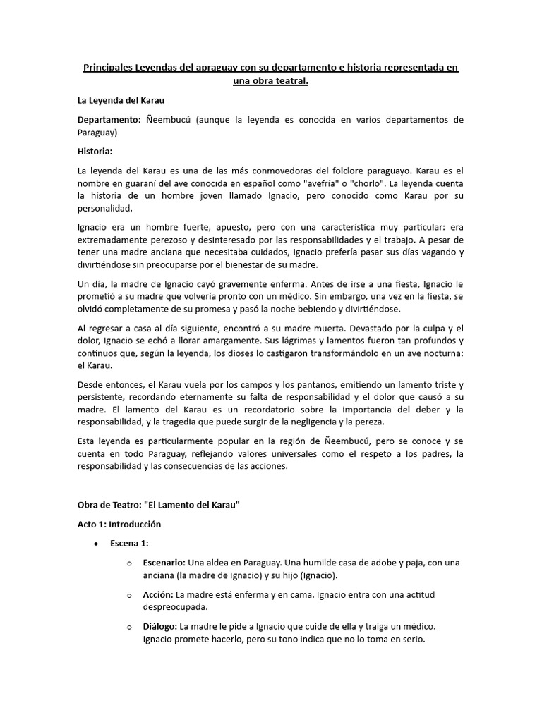 La Leyenda del Karau en Paraguay | PDF