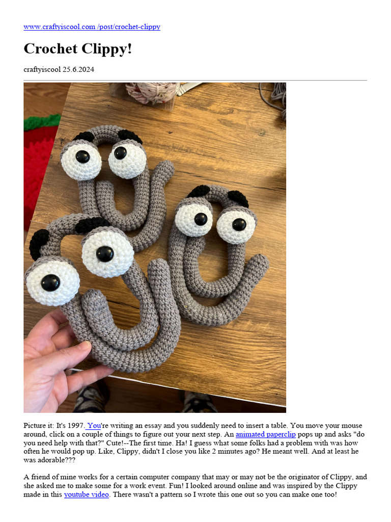 Clippy | PDF | Crochet | Textile Arts