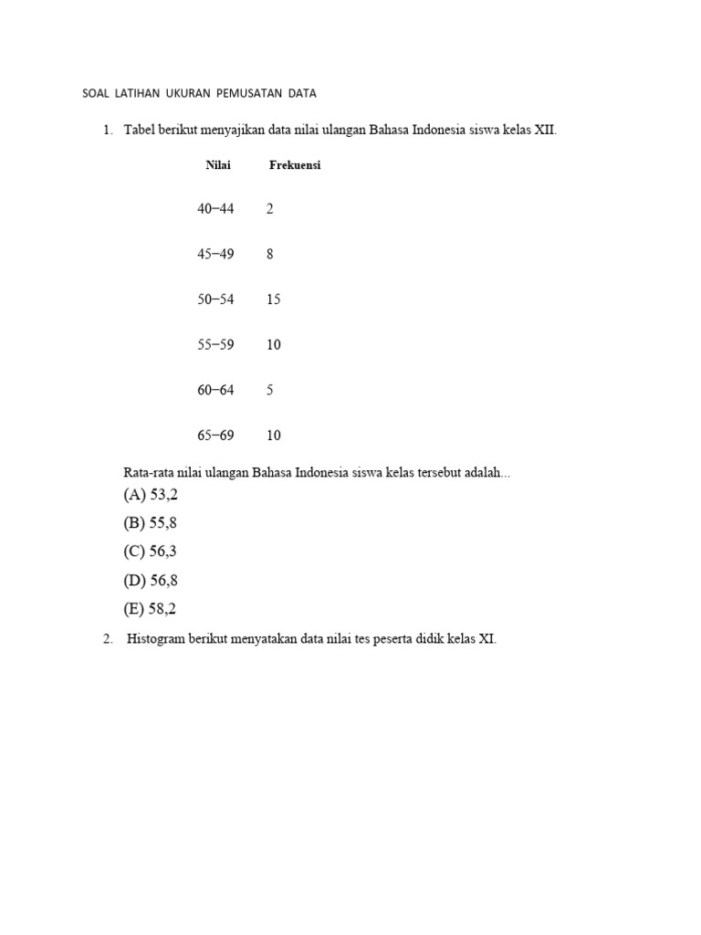 Soal Latihan Ukuran Pemusatan Data | PDF